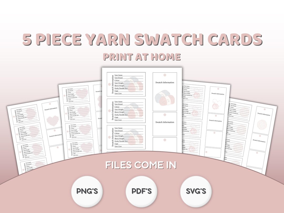 Printable Yarn Swatch Cards, Crochet & Knitting Labels, Yarn Swatch ...