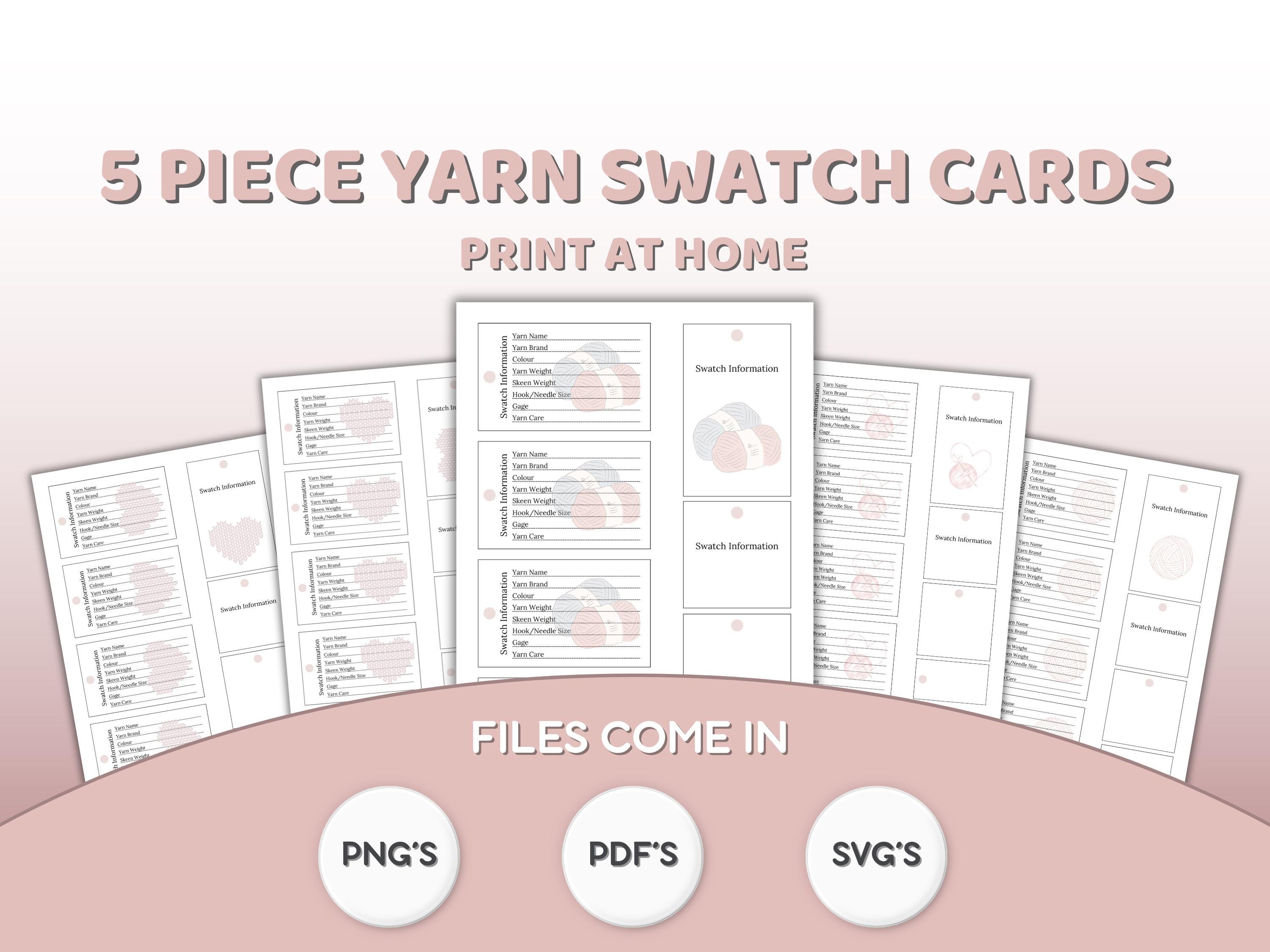 Printable Yarn Swatch Cards, Crochet & Knitting Labels, Yarn Swatch ...