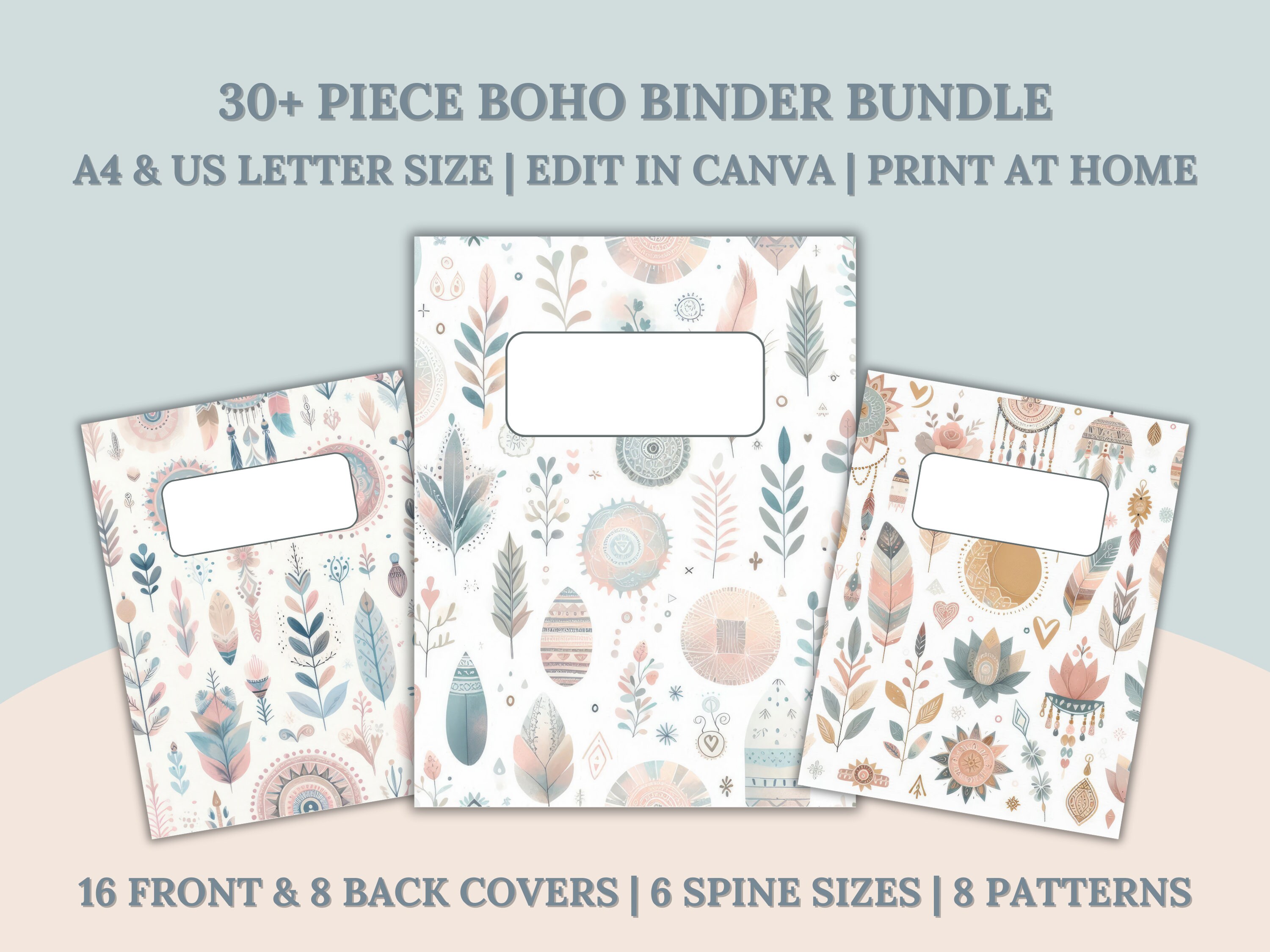 Boho Binder Cover Bundle: DIY Printable, US Letter & A4 (canva ...
