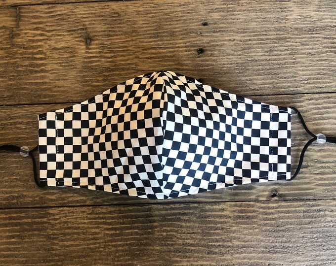 Black and White Checkerboard Mask With 2 Layers of 100% Cotton Fabric ...