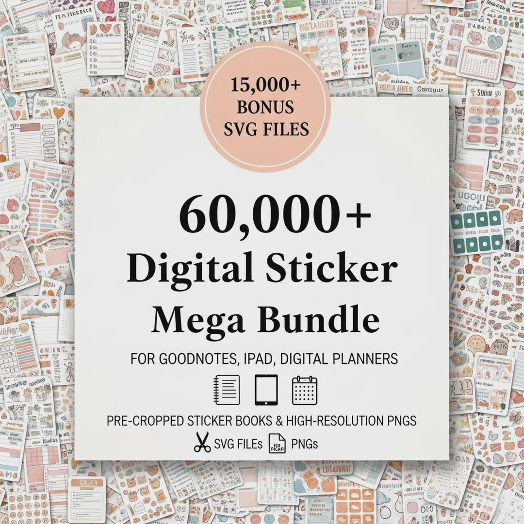 60,000+ Digital Sticker Mega Bundle for Goodnotes, iPad & Digital ...