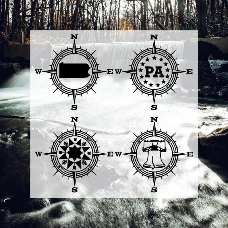 Pennsylvania Hex Compass Decal, Amish Hex Sign, Dutch Compass Wall ...