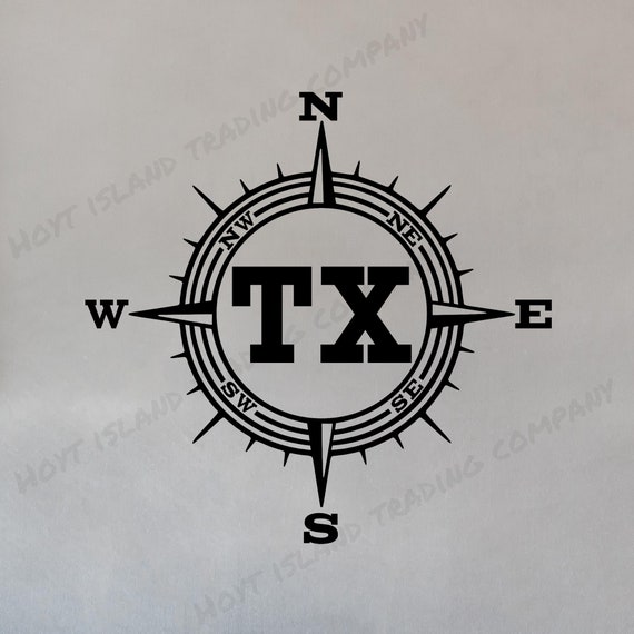 Texas Compass Decal Lone Star State Wall Decal Big Bend - Etsy