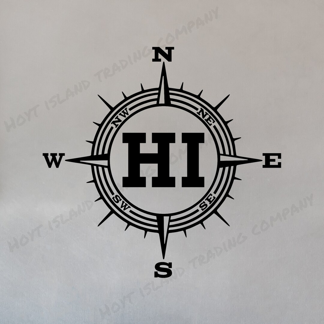 Hawaii Compass Decal, Aloha State Wall Decal, Island Life, Waikiki ...