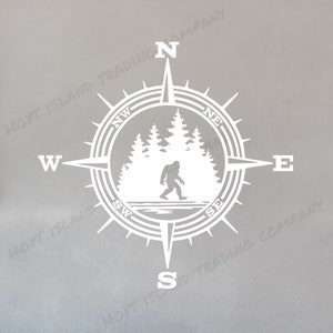 Bigfoot Compass Decal, Wilderness Life Decal, Sasquatch Decal, Yeti ...