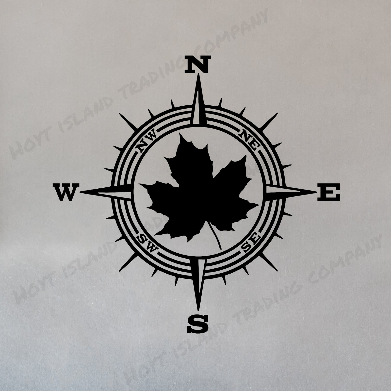 Maple Leaf Compass Decal, New England Vinyl Decal, Canada Wall Decal ...