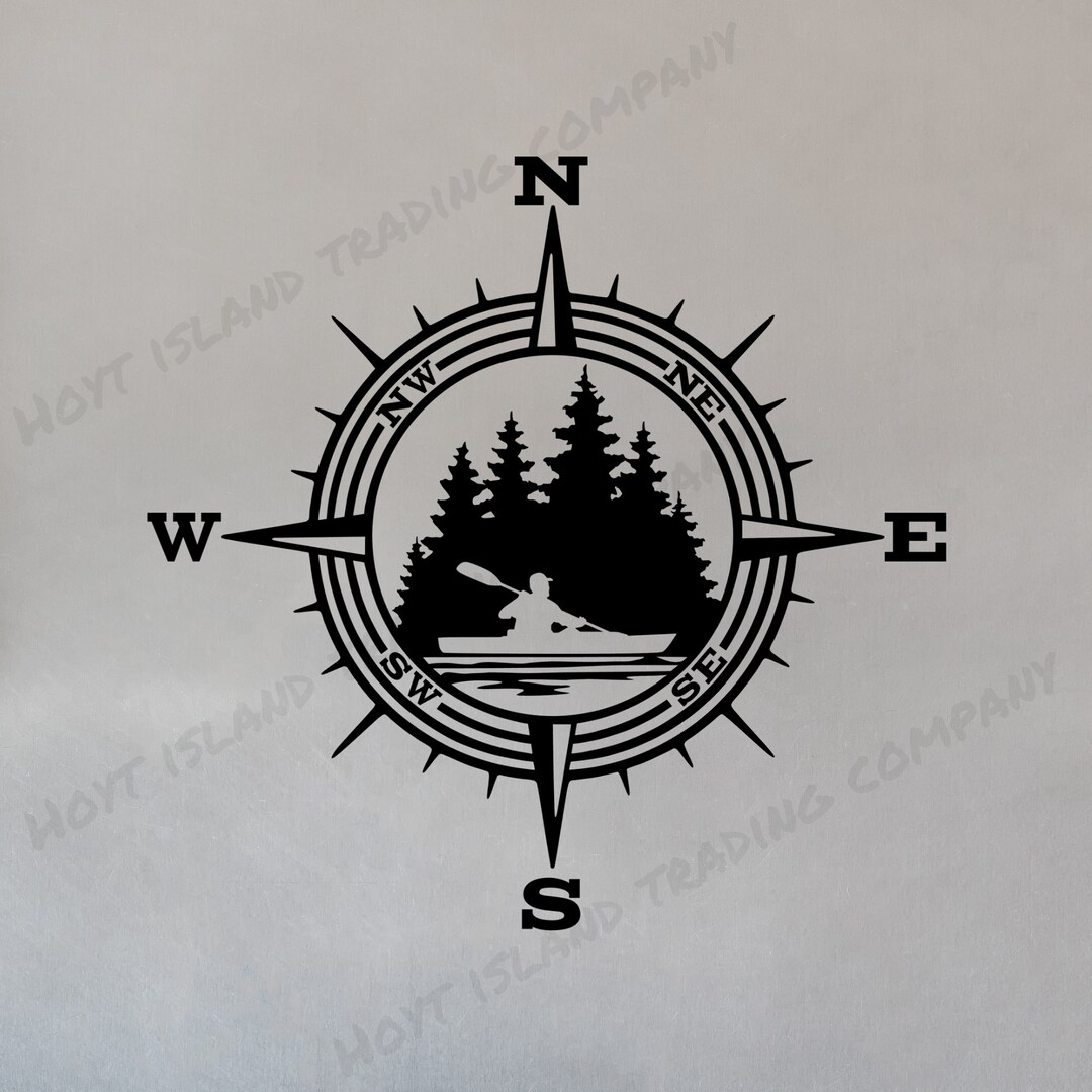 Kayak Compass Decal, Outdoor Life, Wilderness Decal, Lake Life, Nature ...