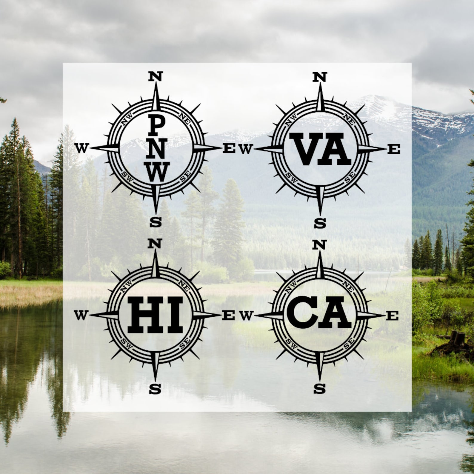 Canoe Compass Decal, Outdoor Life, Wilderness Decal, Lake Life, Nature ...