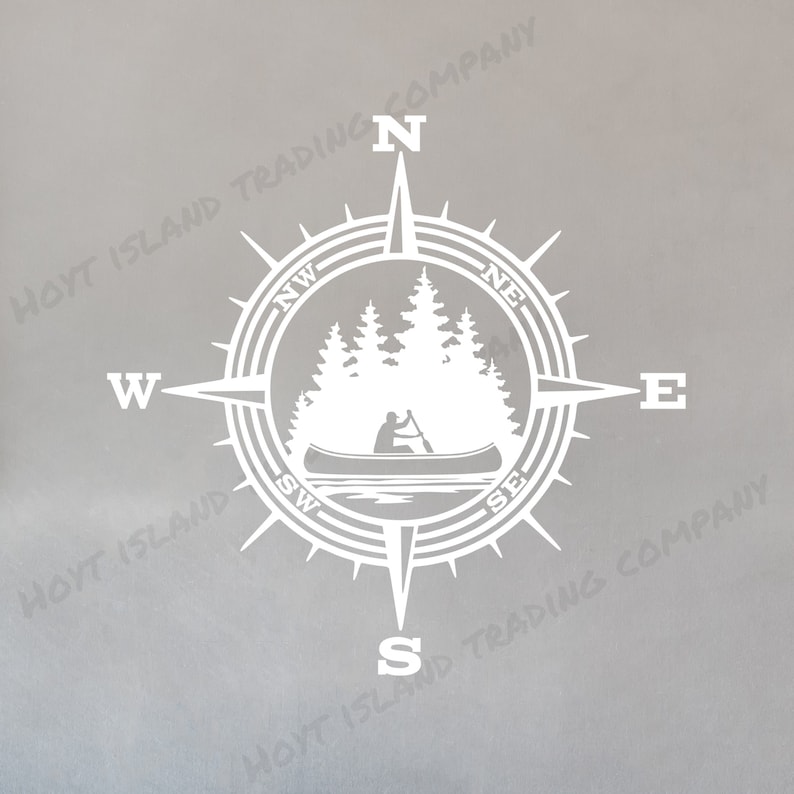 Canoe Compass Decal, Outdoor Life, Wilderness Decal, Lake Life, Nature ...