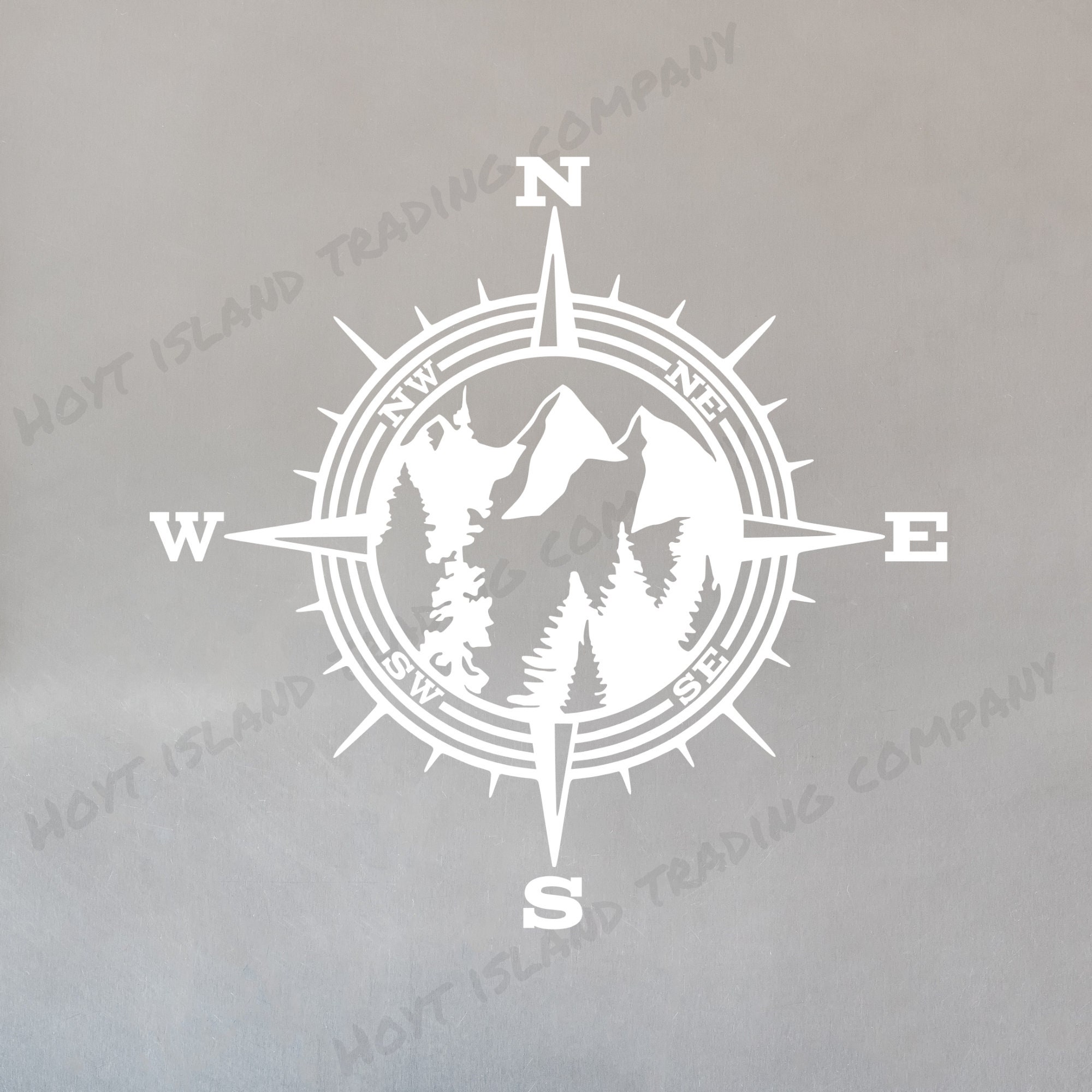 Wilderness Mountain Compass Decal Hiking Vinyl Decal | Etsy