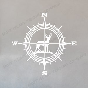 Deer Hunting Compass Decal, Buck Vinyl Decal, Hunting Camp Sticker ...