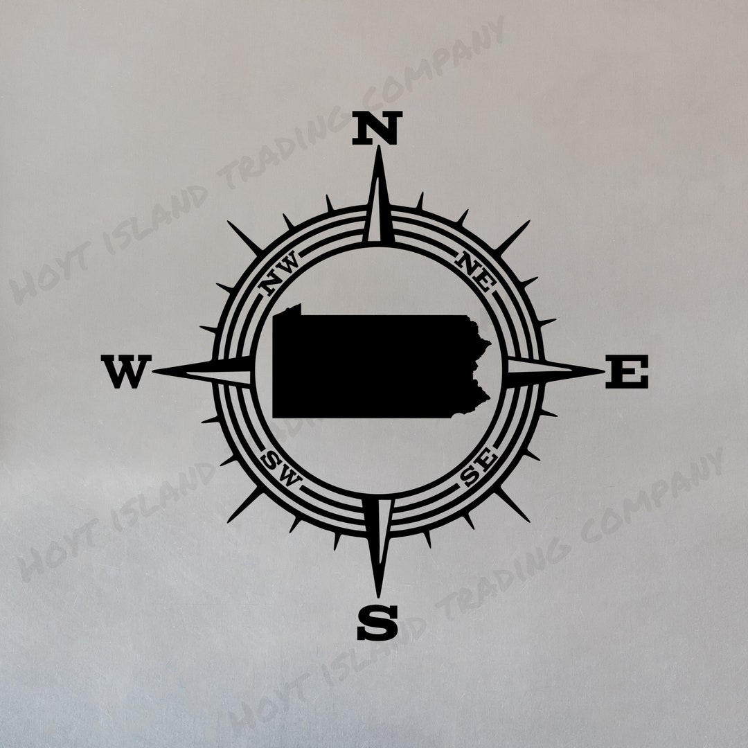 Pennsylvania Compass Decal, Appalachian Mountains, Keystone State ...