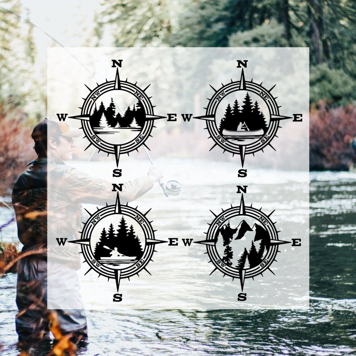 Crab Compass Decal Seashore Life Vinyl Wall Decal Softshell - Etsy