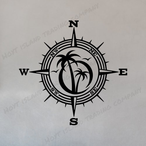 BEACH Compass Vinyl Decal Sticker Compass Rose Vacation - Etsy