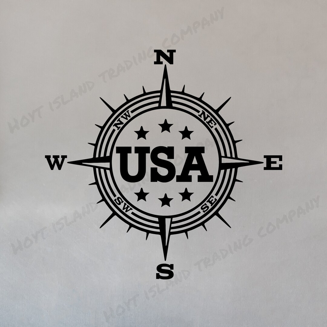 USA Compass Decal, America Vinyl WallCal, US Sticker, United States ...