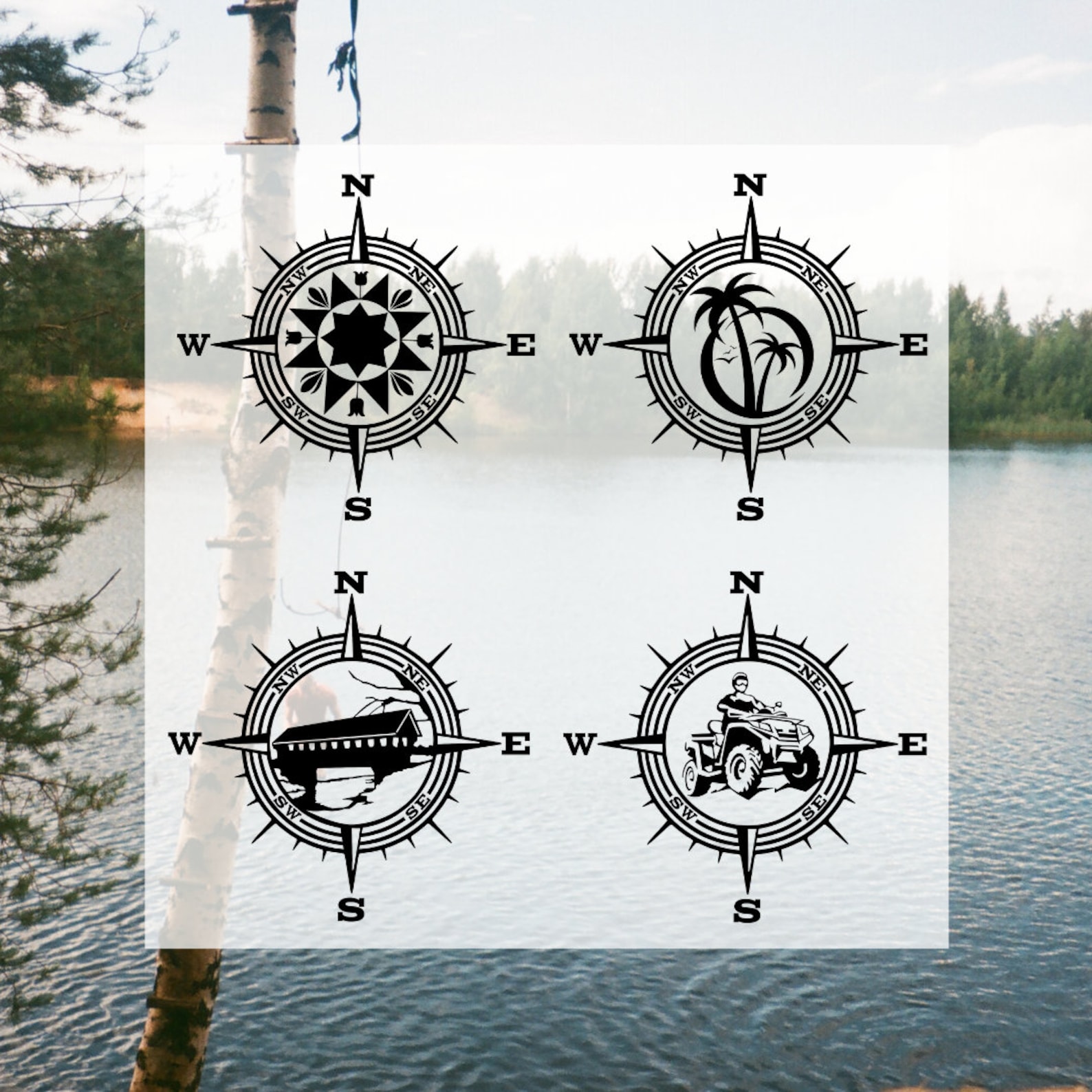 Canoe Compass Decal, Outdoor Life, Wilderness Decal, Lake Life, Nature ...