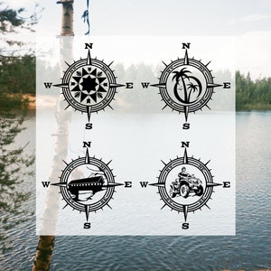 Tropical Compass Decal, Palm Tree Vinyl Decal, Beach Life Sticker ...