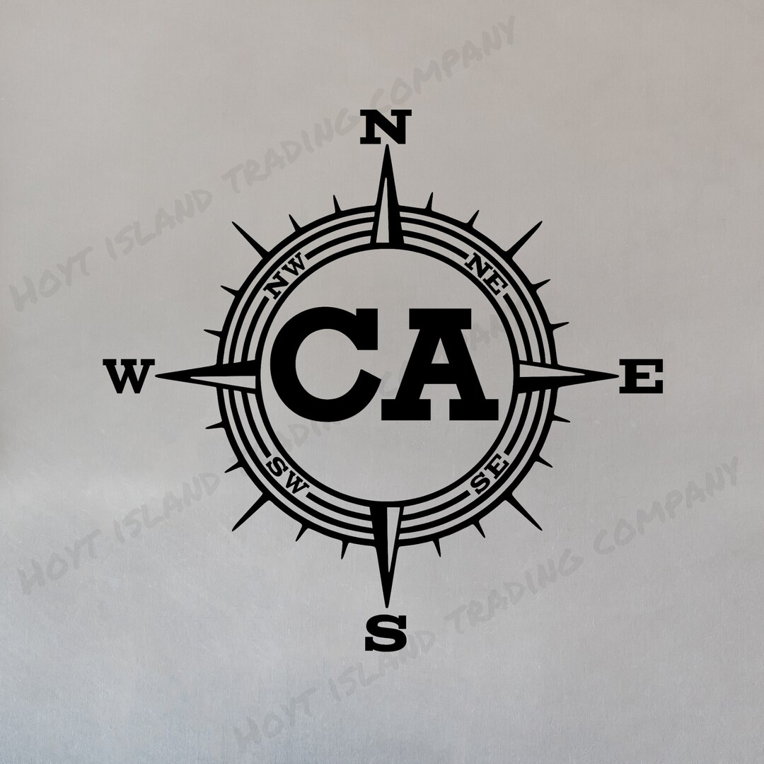 California Compass Decal, Canada Decal, Golden State Decal, West Coast ...