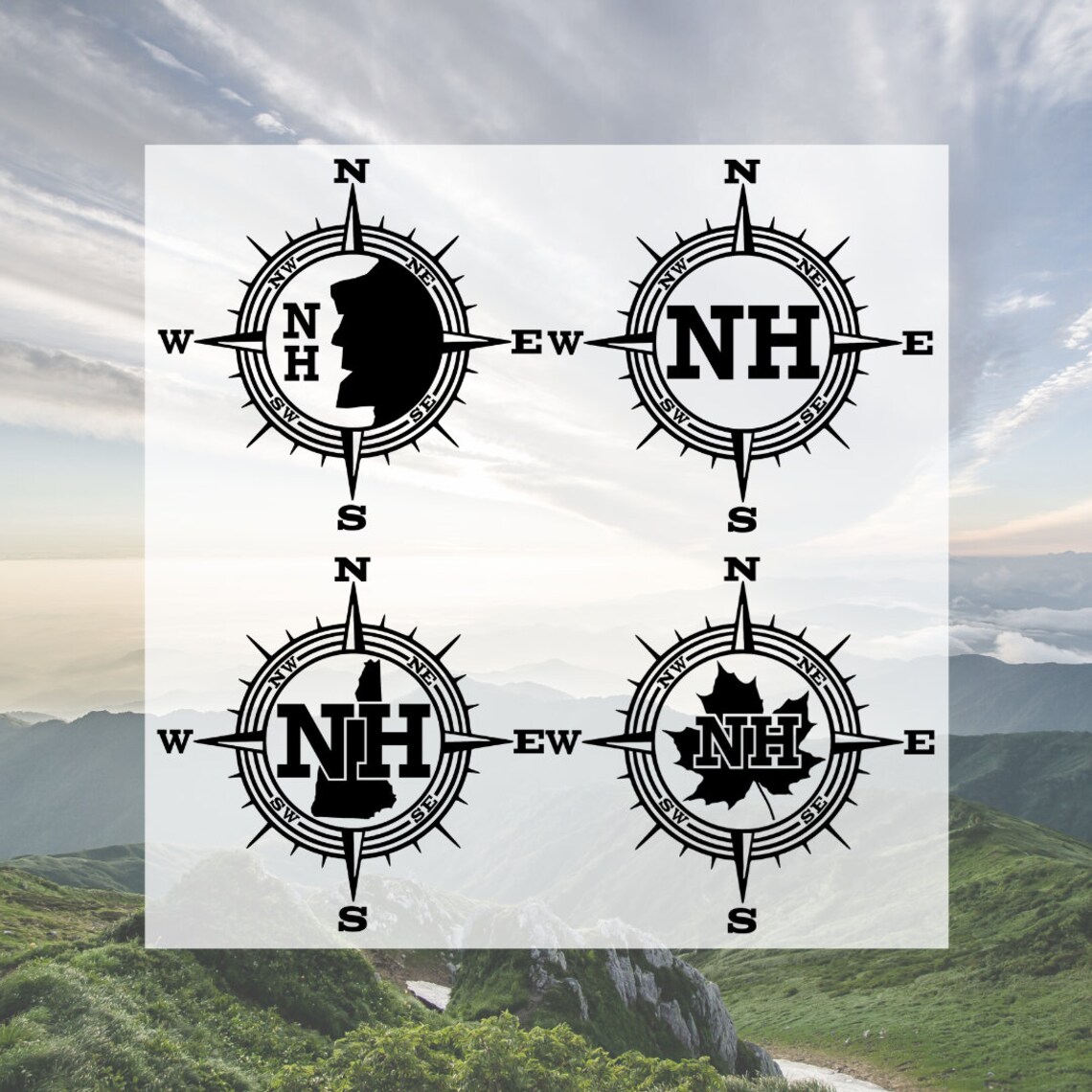 Cog Railway Compass Decal White Mountains Vinyl Decal | Etsy