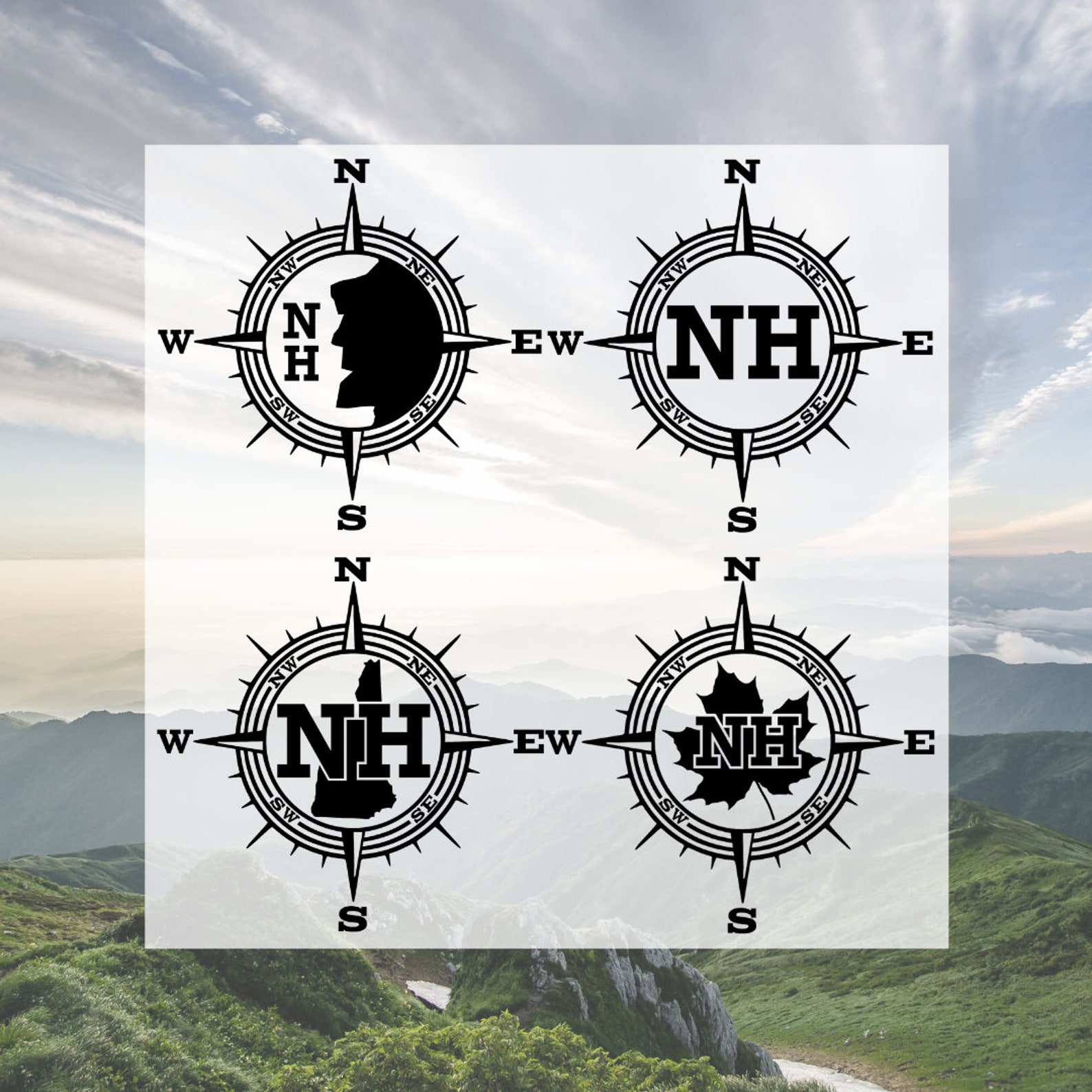 Cog Railway Compass Decal, White Mountains Vinyl Decal, Mount ...