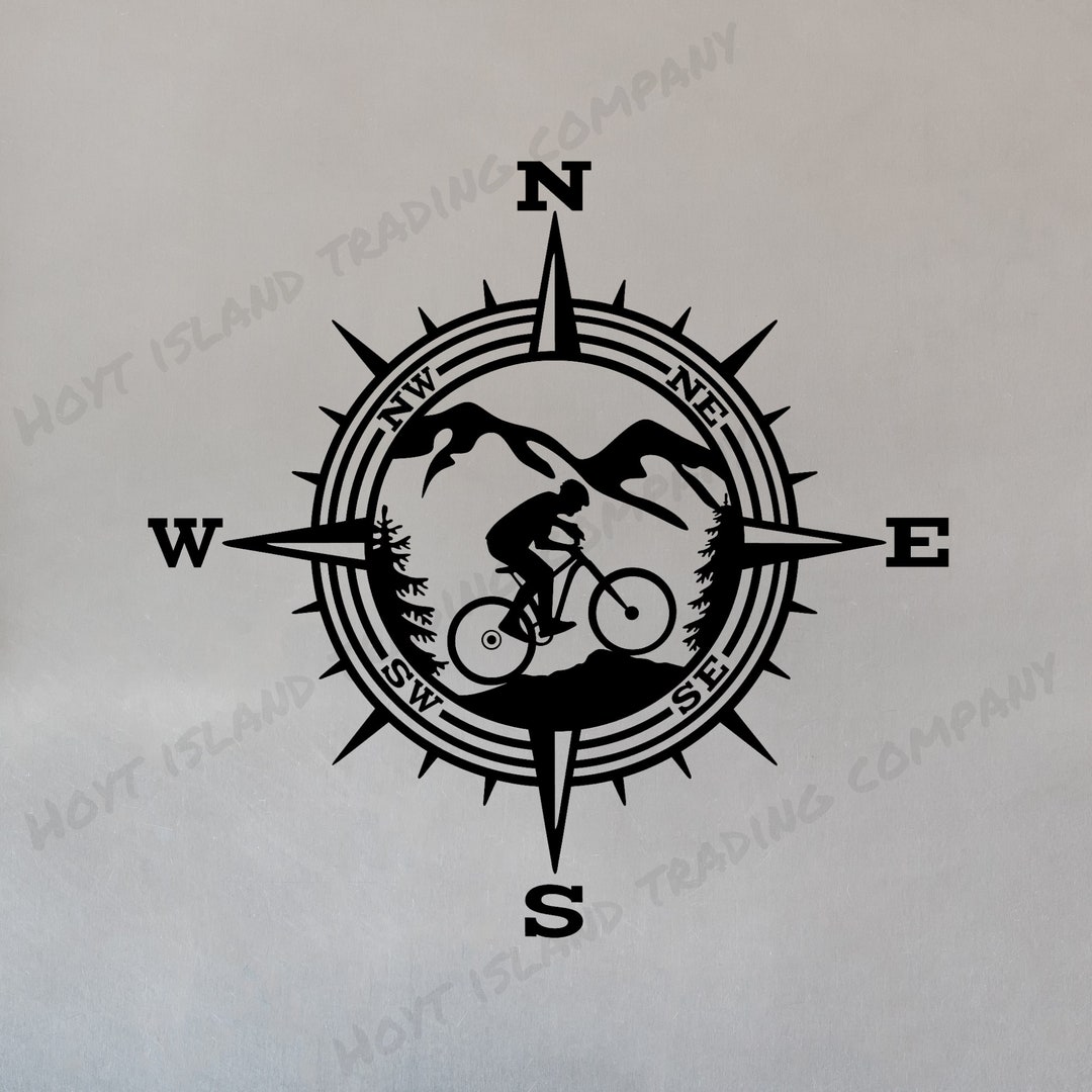 Mountain Biking Compass Decal, MTB Vinyl Decal, Enduro Wall Decal ...