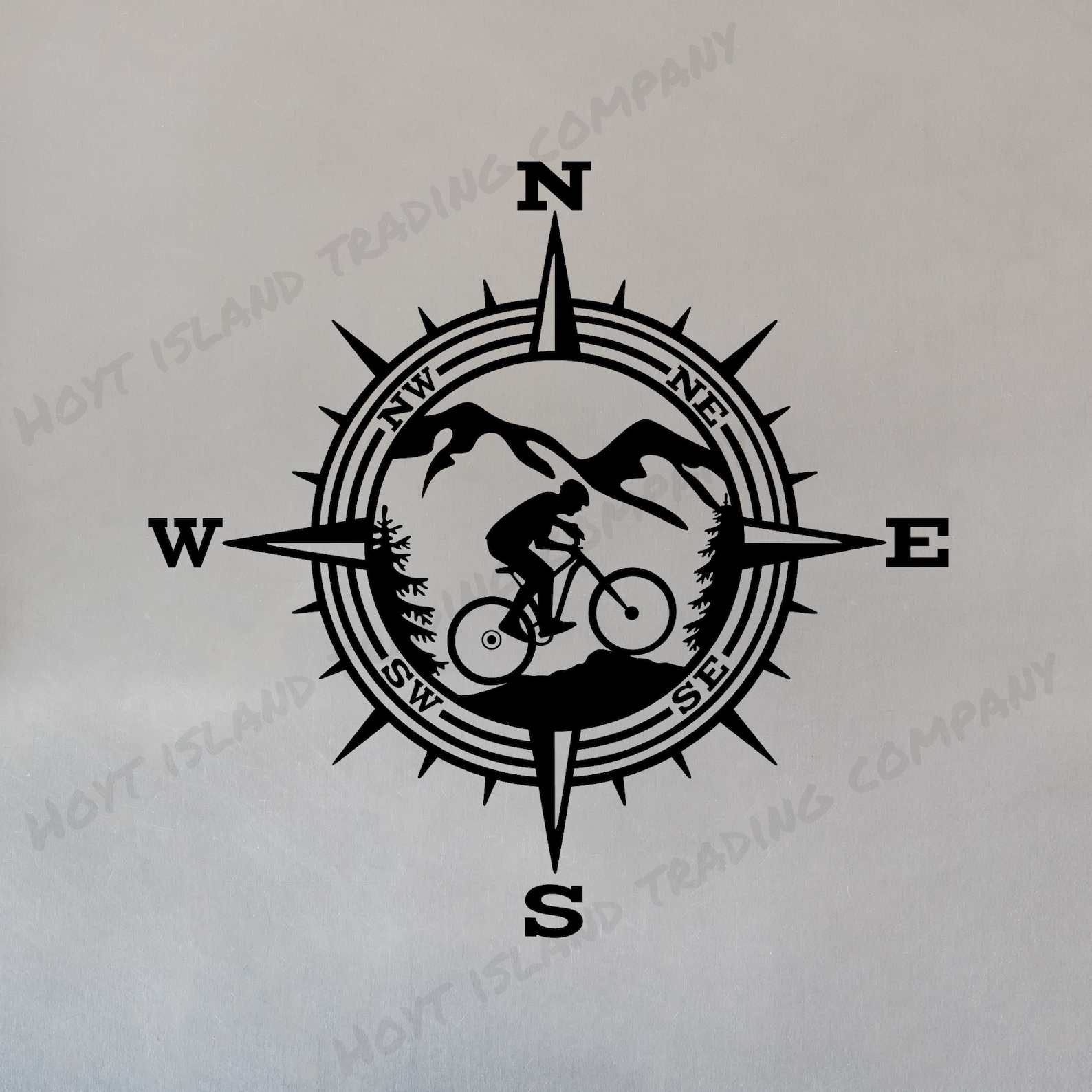 Mountain Biking Compass Decal, MTB Vinyl Decal, Enduro Wall Decal ...
