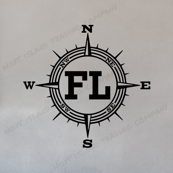 Florida Compass Decal Sunshine State Vinyl Decal Beach | Etsy