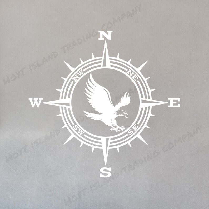 Bald Eagle Compass Decal, Bird Lover, Birdwatcher Vinyl Wall Decal ...