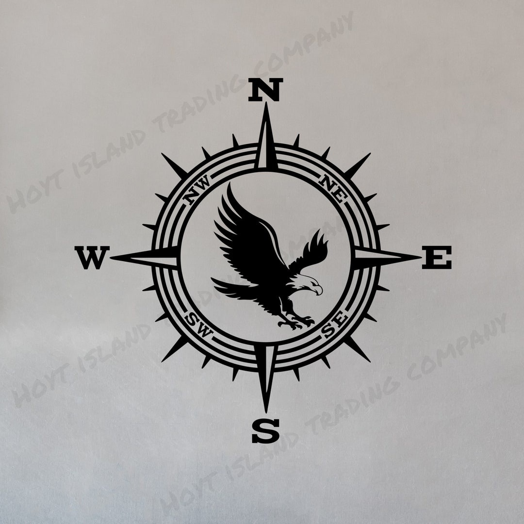 Bald Eagle Compass Decal, Bird Lover, Birdwatcher Vinyl Wall Decal ...
