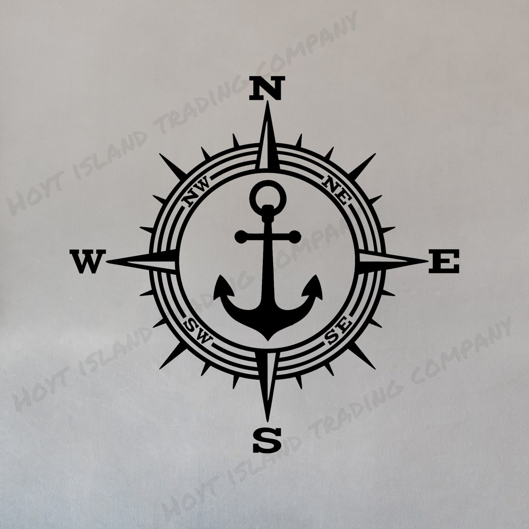 Anchor Compass Decal, Nautical Vinyl Decal, Anchors Away, Boating ...