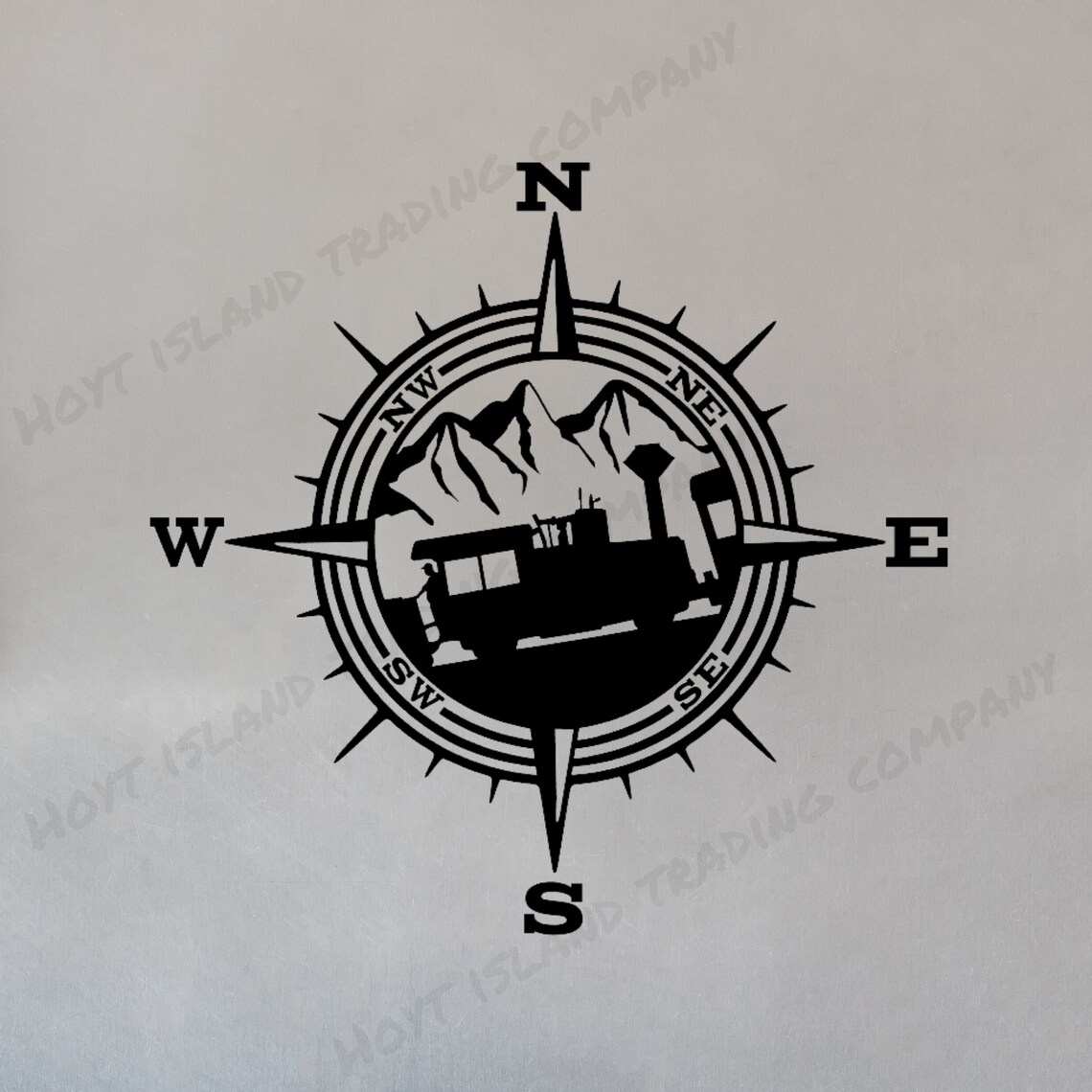 Cog Railway Compass Decal, White Mountains Vinyl Decal, Mount ...