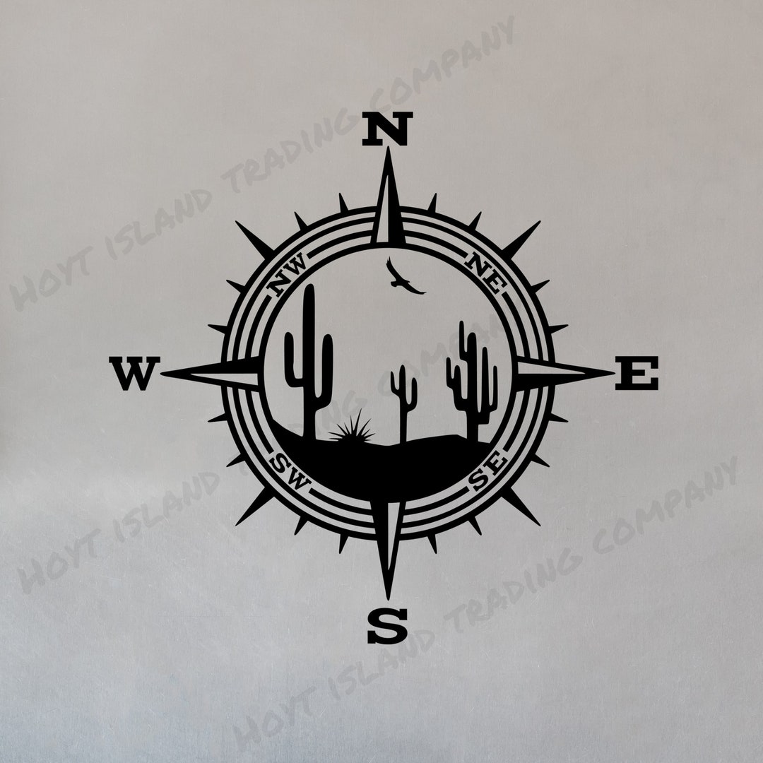 Desert Compass Decal, Mojave Vinyl Decal, Sonoran Desert, Great Basin ...