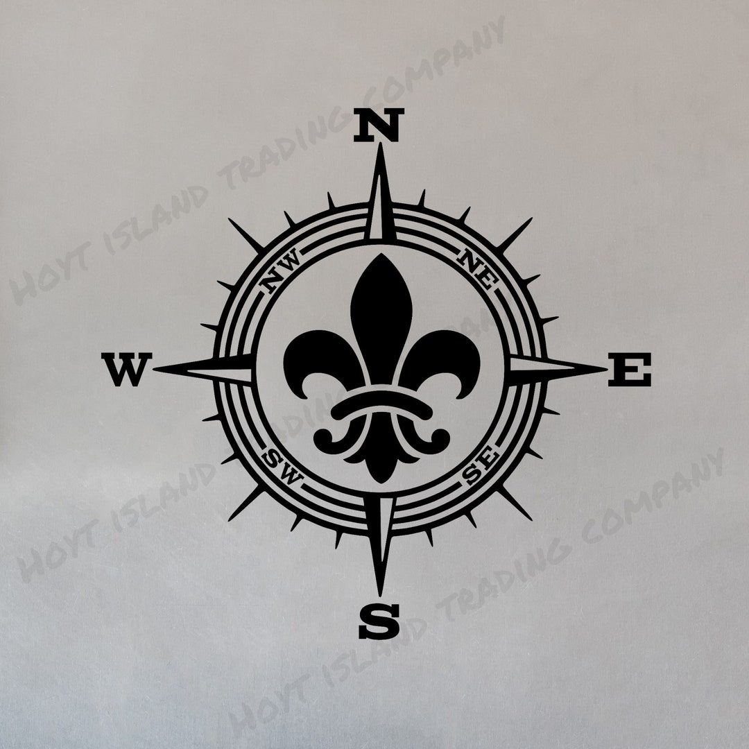 Fleur De Lis Compass Decal, New Orleans Wall Decal, Bayou Decal ...