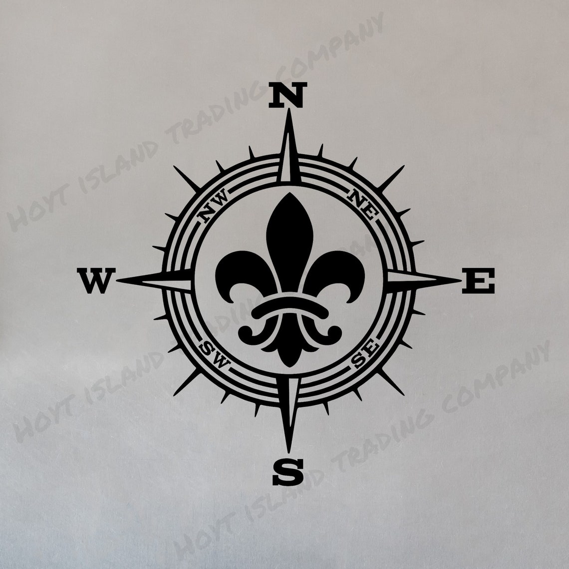 Fleur De Lis Compass Decal New Orleans Wall Decal Bayou - Etsy