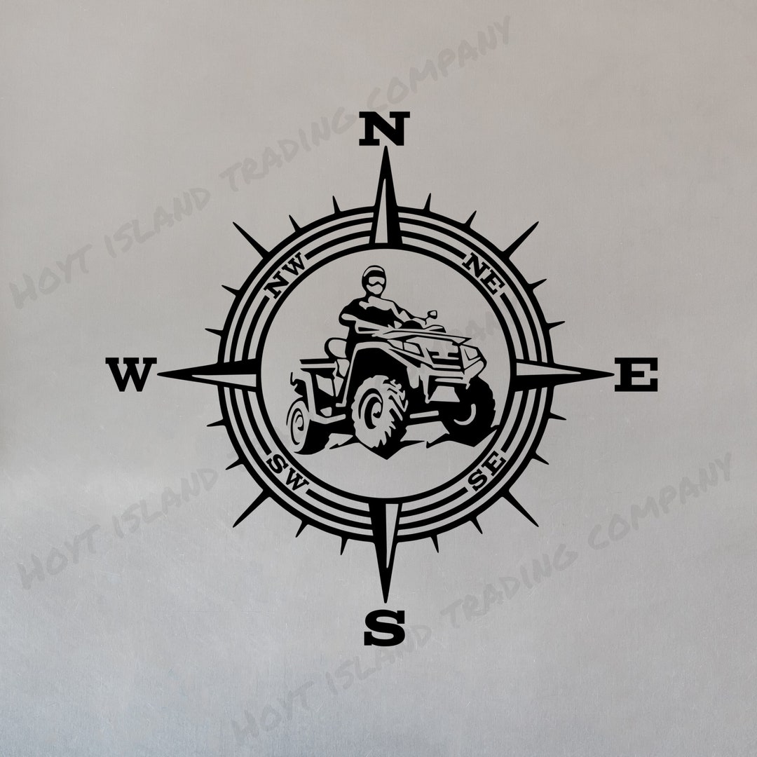 ATV Compass Vinyl Decal, Four Wheeler Decal, Poker Run Fun, Rider Life ...