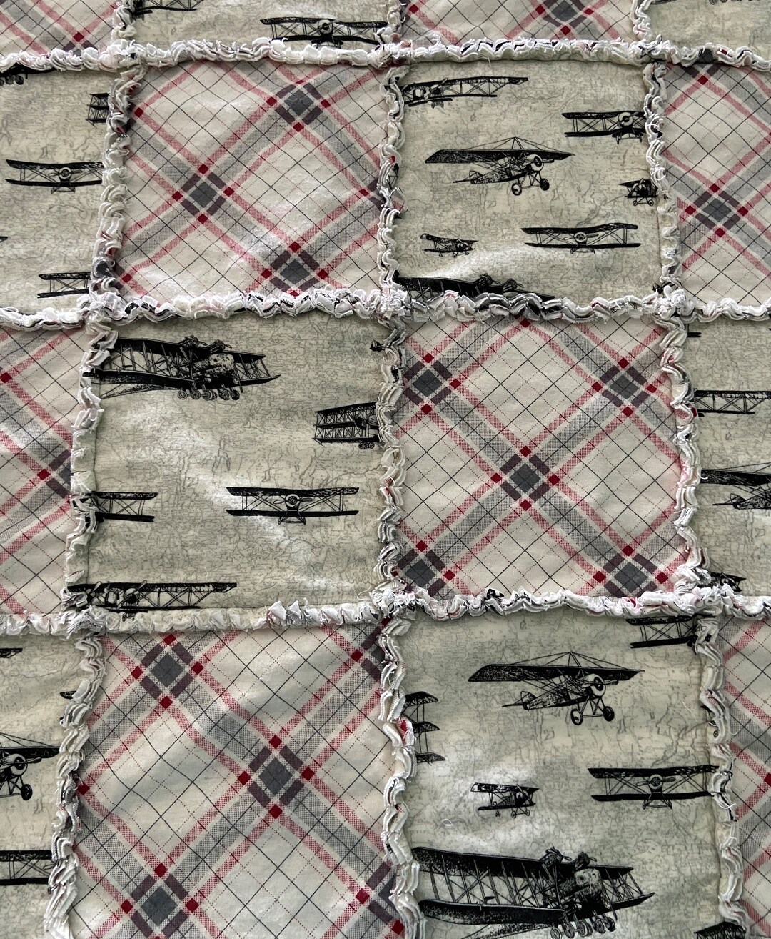 Airplane/plaid Flannel Rag Quilt or Crib Quilt Lap Robe - Etsy
