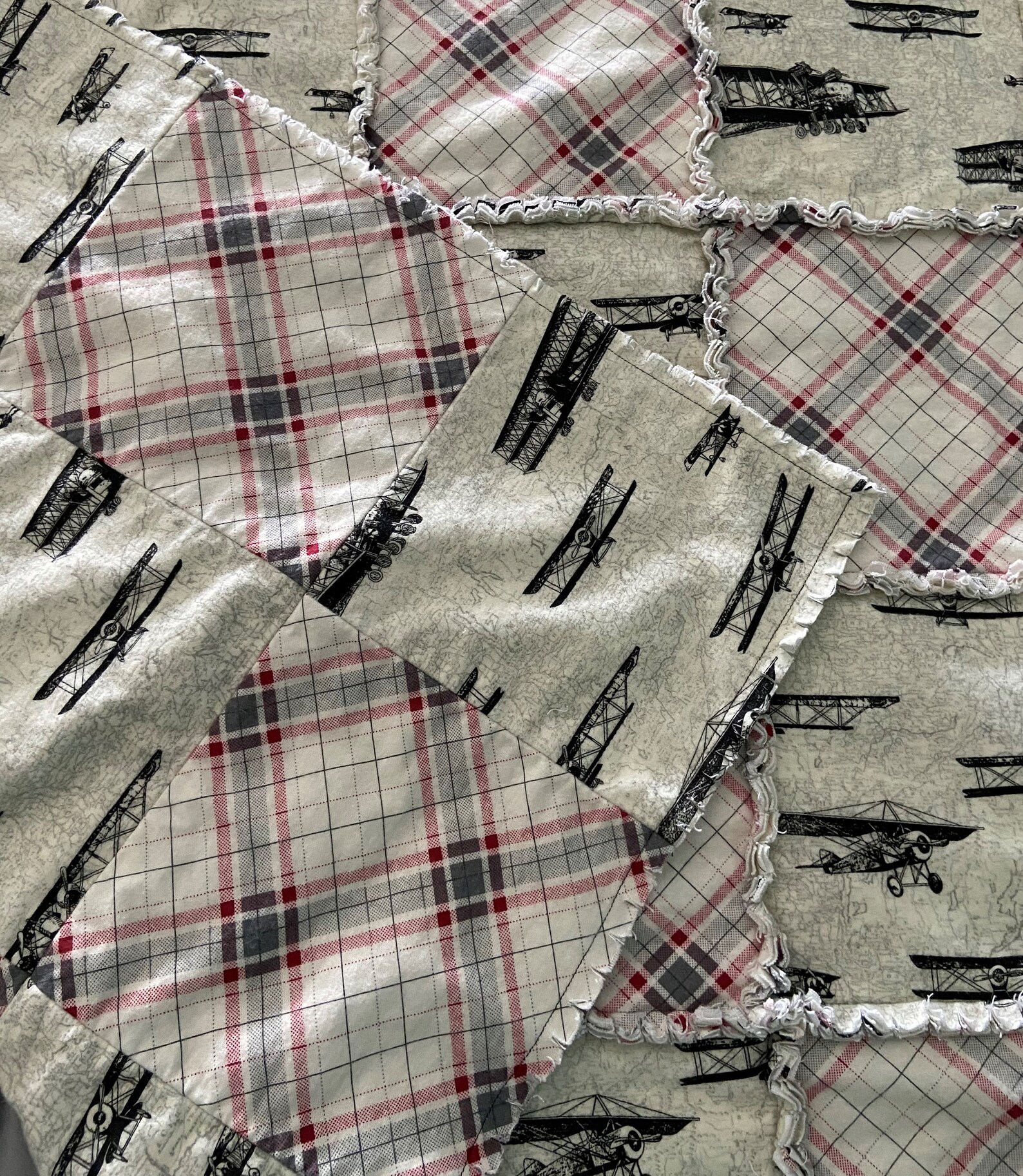 Airplane/plaid Flannel Rag Quilt or Crib Quilt Lap Robe - Etsy