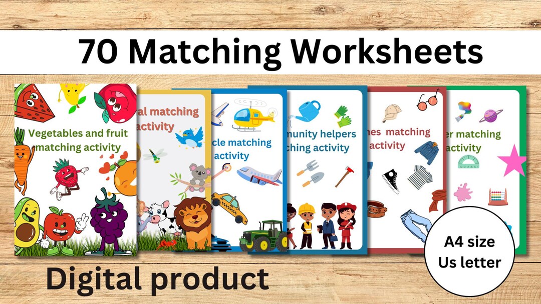 70 Printable Matching Worksheet, Match the Picture, Animal Matching ...