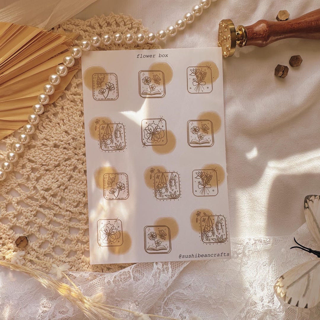 Flower Box Sticker Sheet Bullet Journal Stickers, Planner Stickers ...