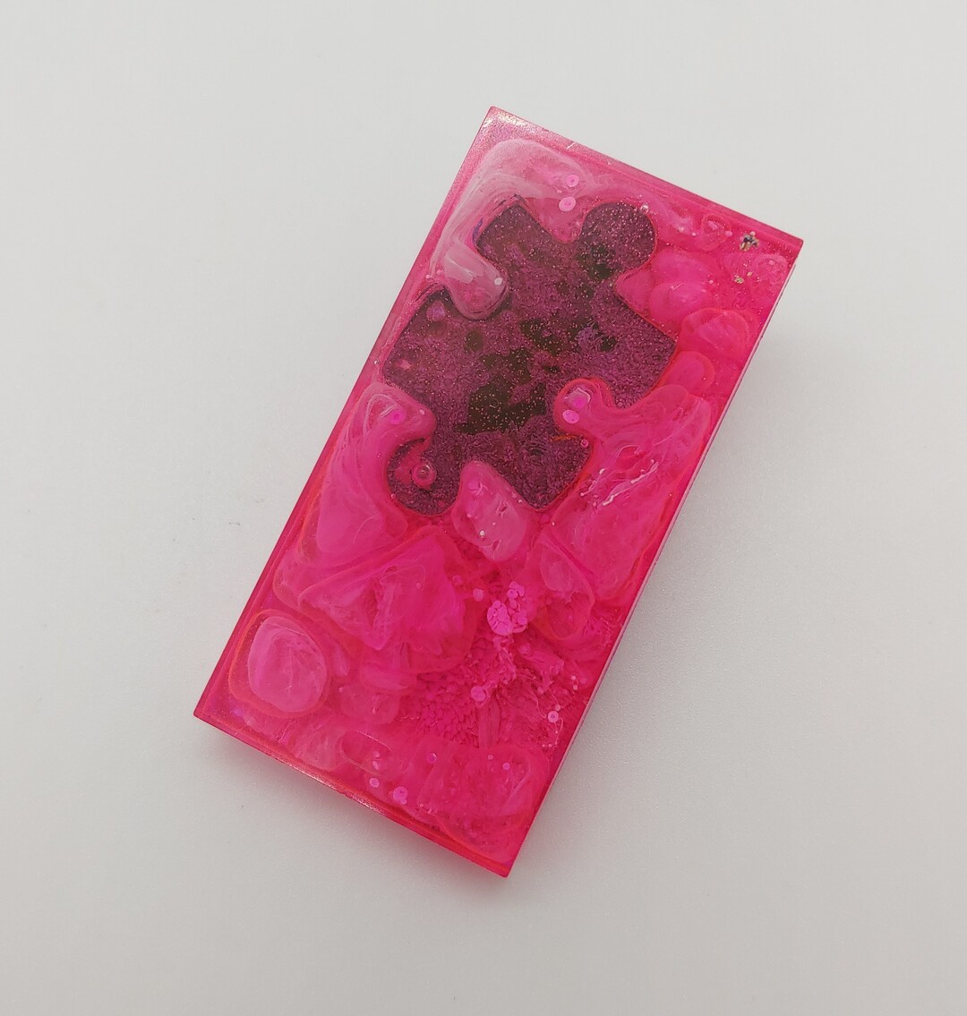 Violet Puzzle Piece With a Swirling Pink Background Pin - Etsy