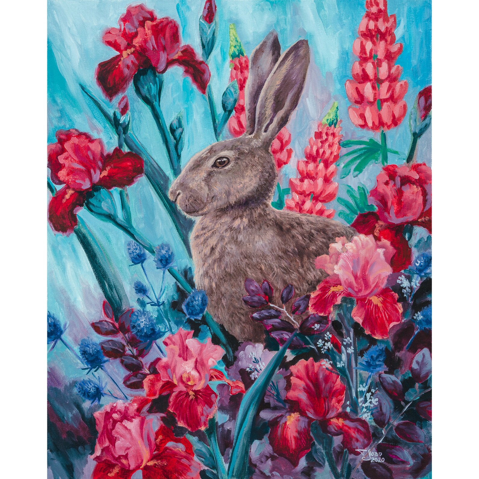 Rabbit Painting Original Abstract Art Canvas Artwork Wall | Etsy