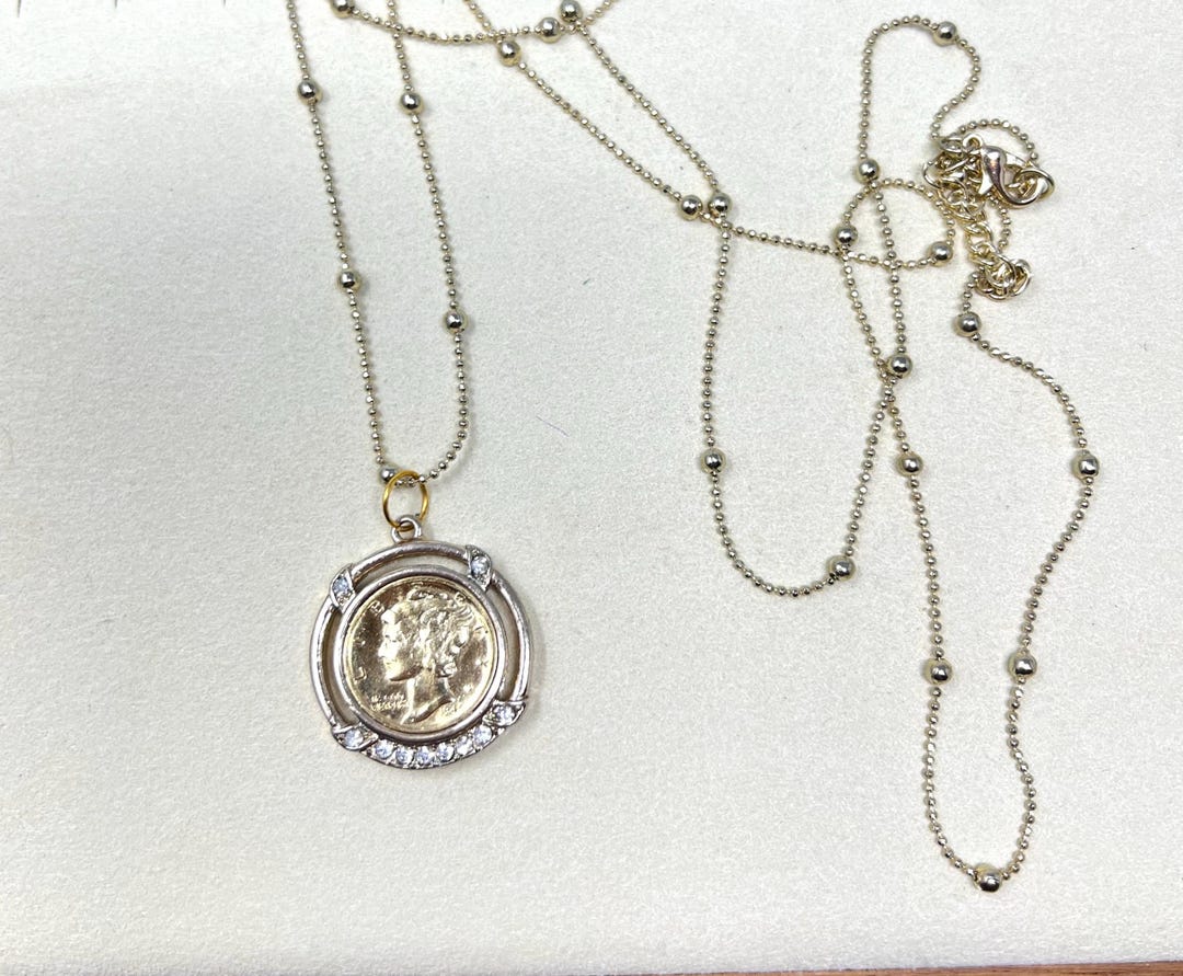 Gold Plated Mercury Dime Necklace - Etsy