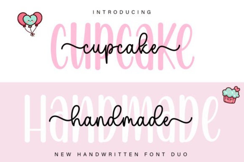 Cupcake Handmade Duo Font - Etsy