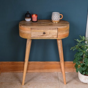 Compact Console Table | Mini Small Side Table With Drawer | Solid Mango ...