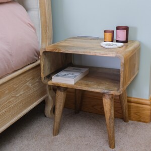 Curved Open Bedside Table With Storage Handcrafted With Solid - Etsy