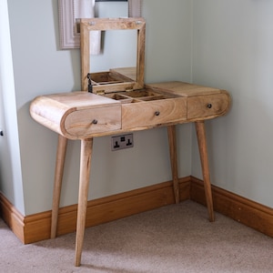 Curved Dressing Table and Bench Set | Drawers | Decorative Mirror ...
