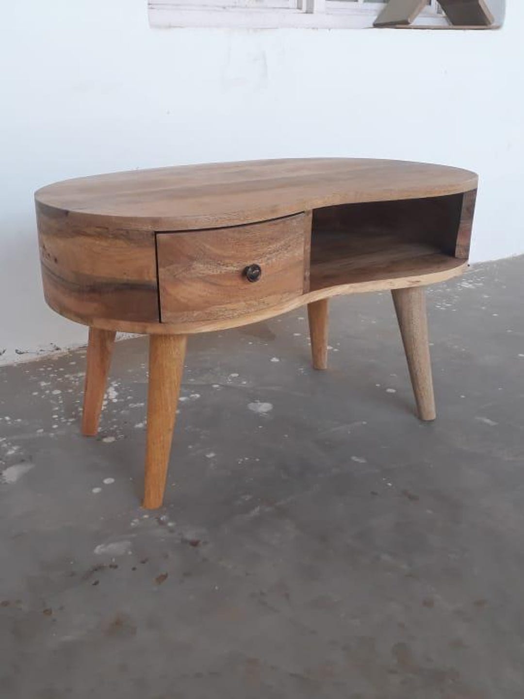 Mid-century Mango Wood Coffee Table | Vintage Style With Drawer - Etsy