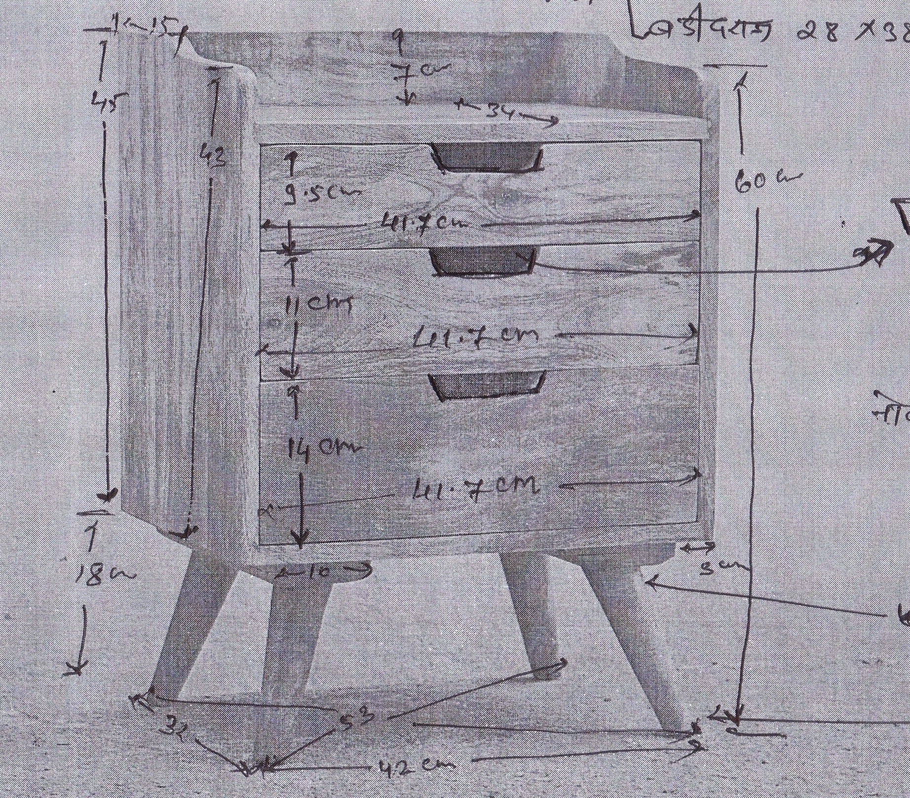 Scandinavian Bedside Table 3 Large Drawers Cut Out Handles - Etsy UK