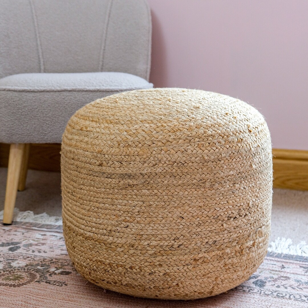 Handmade Round Jute Pouffe | Woven Boho Footstool - Etsy
