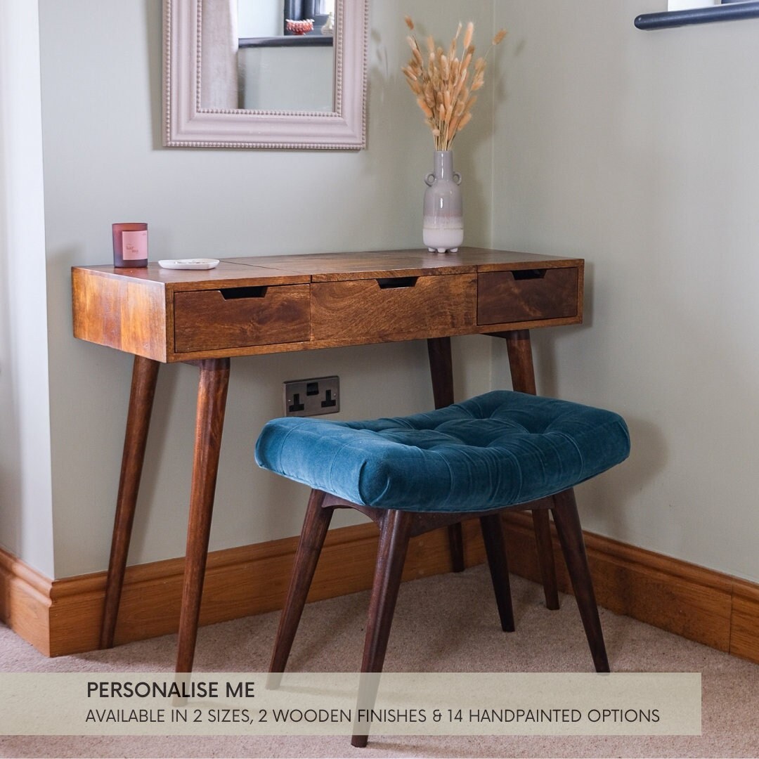 Bespoke Scandinavian Dressing Table With 2 Drawers and Foldable Mirror ...